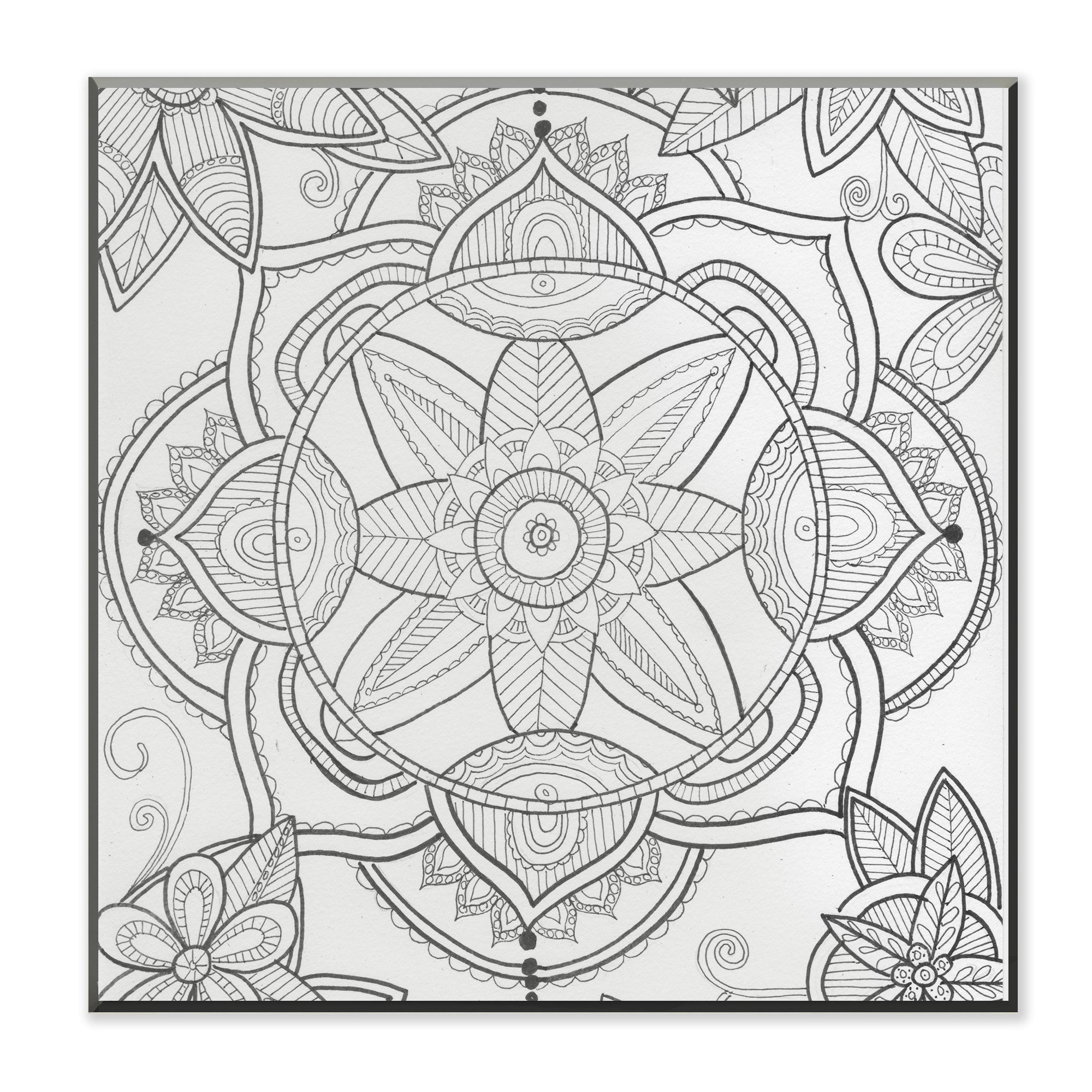 Stupell Industries DIY Coloring Wall Plaque Kaleidoscope Pond Flower ...