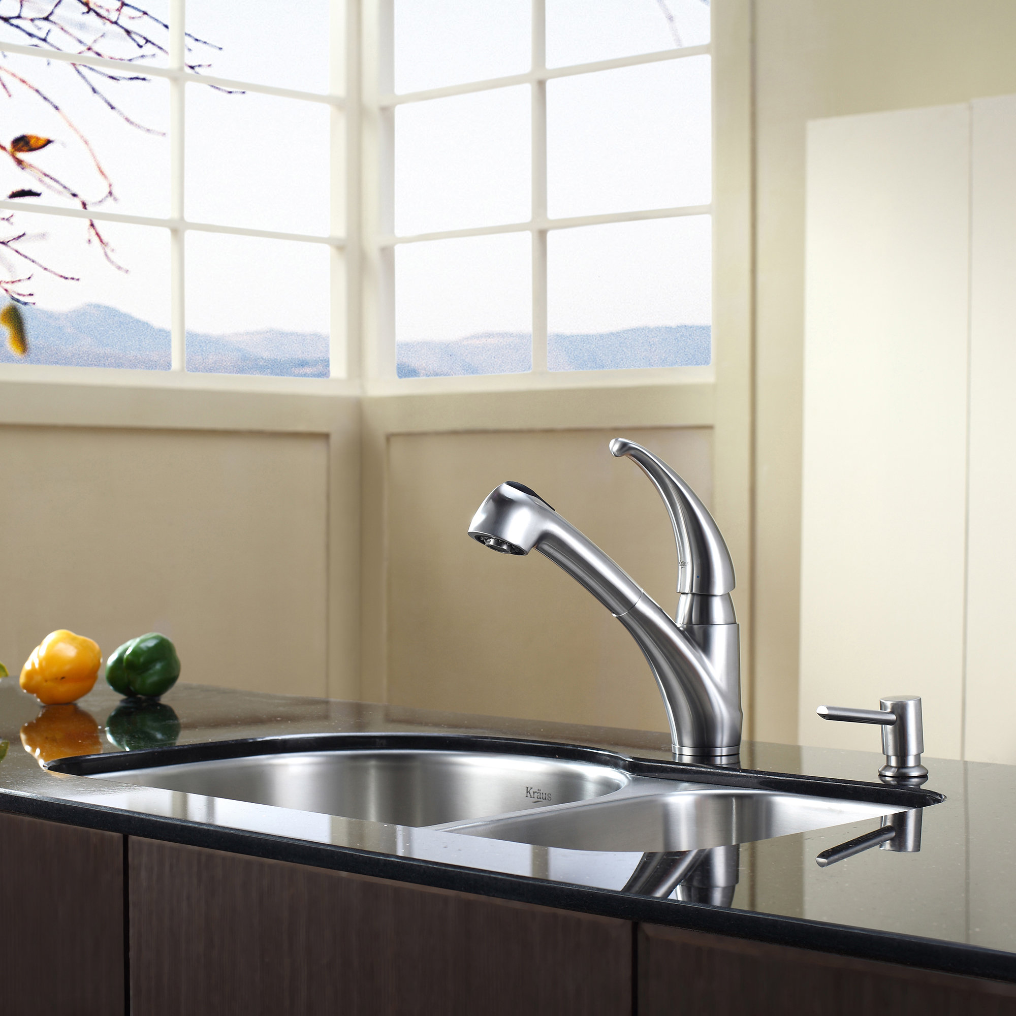 Kraus Single Handle Single Hole Kitchen Faucet with Pull-out Spray Head ...