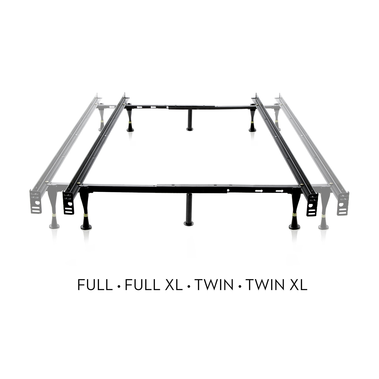 Malouf Heavy Duty 6 Leg Adjustable Metal Bed Frame with Glide & Reviews ...