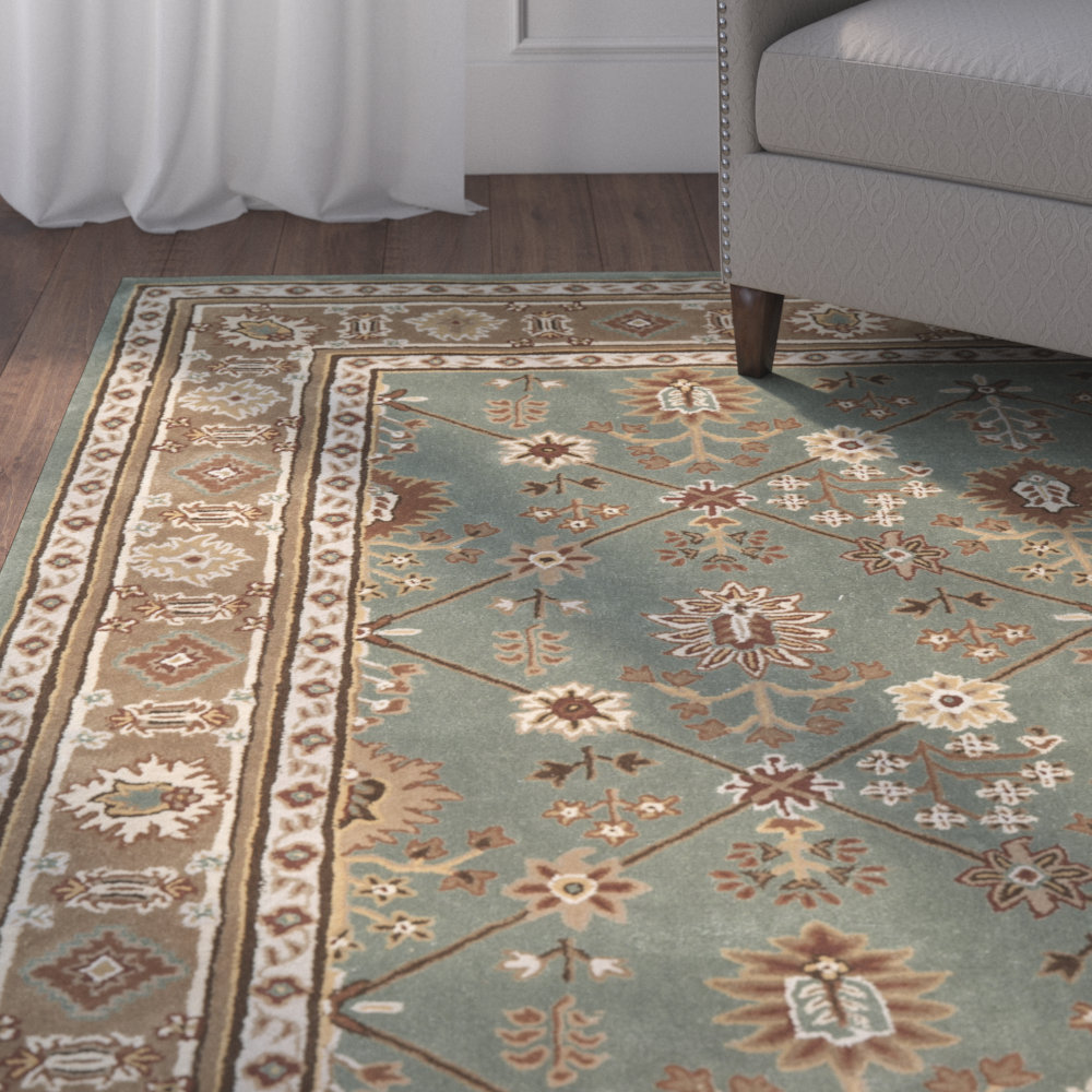Three Posts Wayland Hand Hooked Bluetaupe Area Rug And Reviews Wayfair