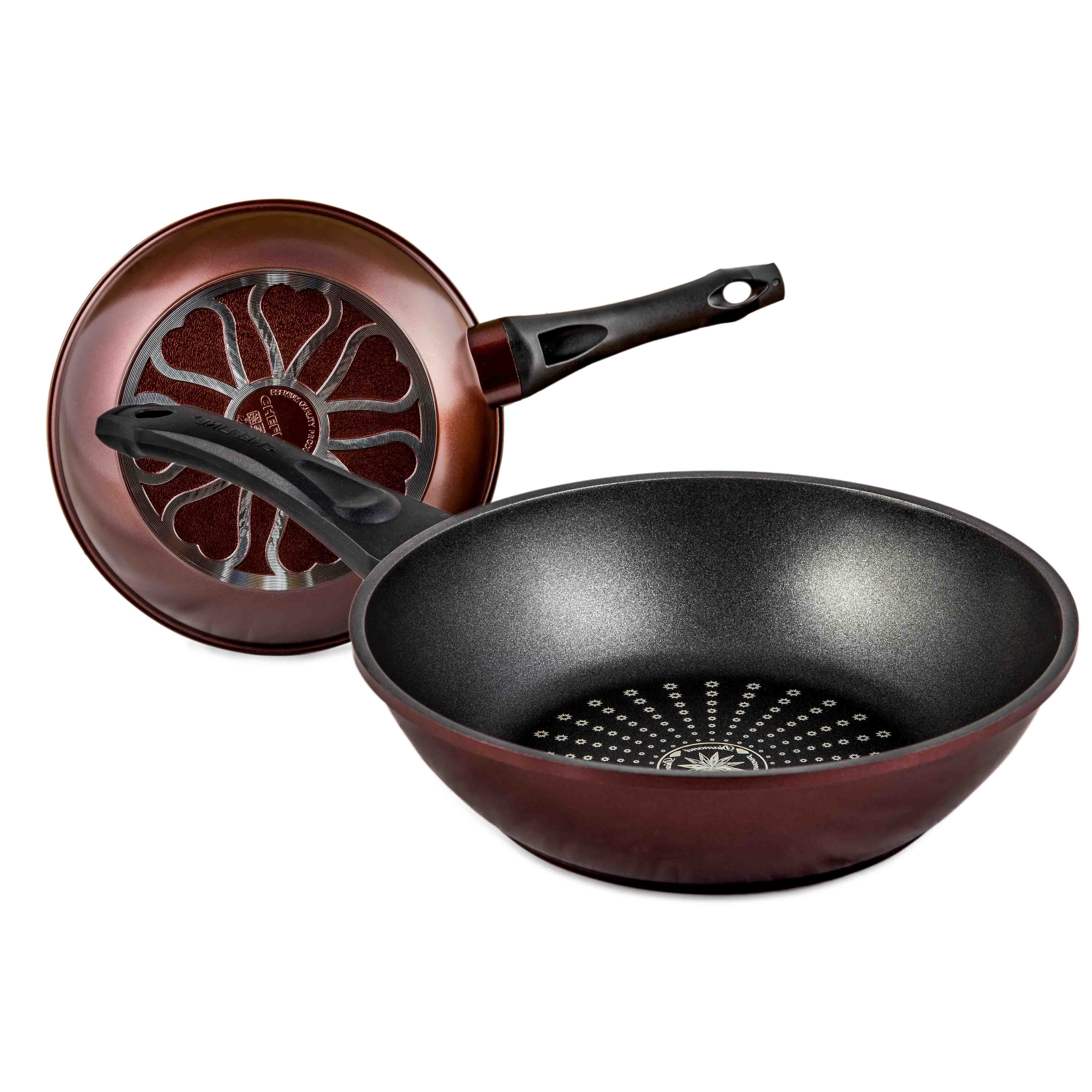 CHEFLINE 12 Piece Swiss Inspired Diamond Frying Pan Non-Stick Cookware ...