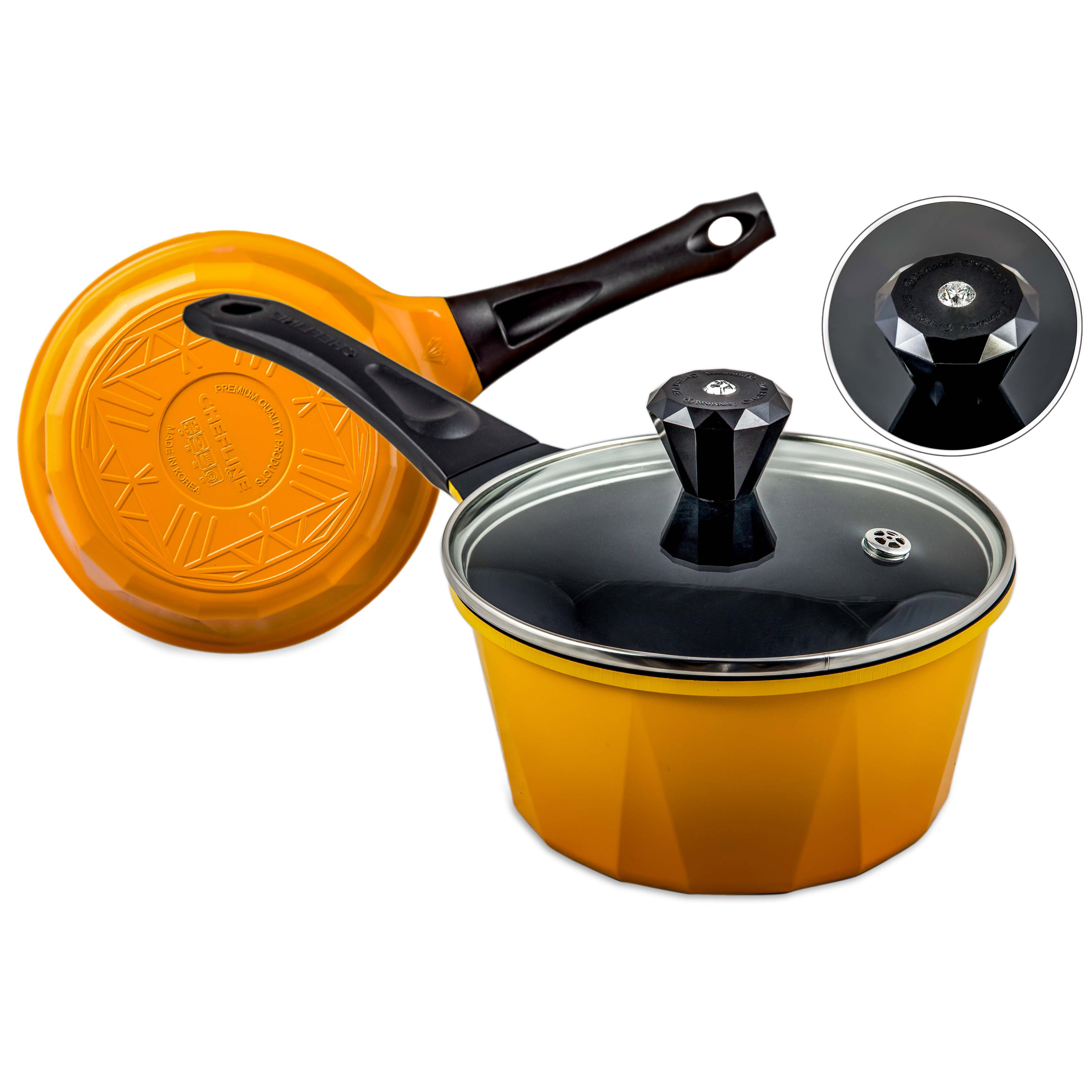 CHEFLINE 12 Piece Swiss Inspired Diamond Frying Pan Non-Stick Cookware ...