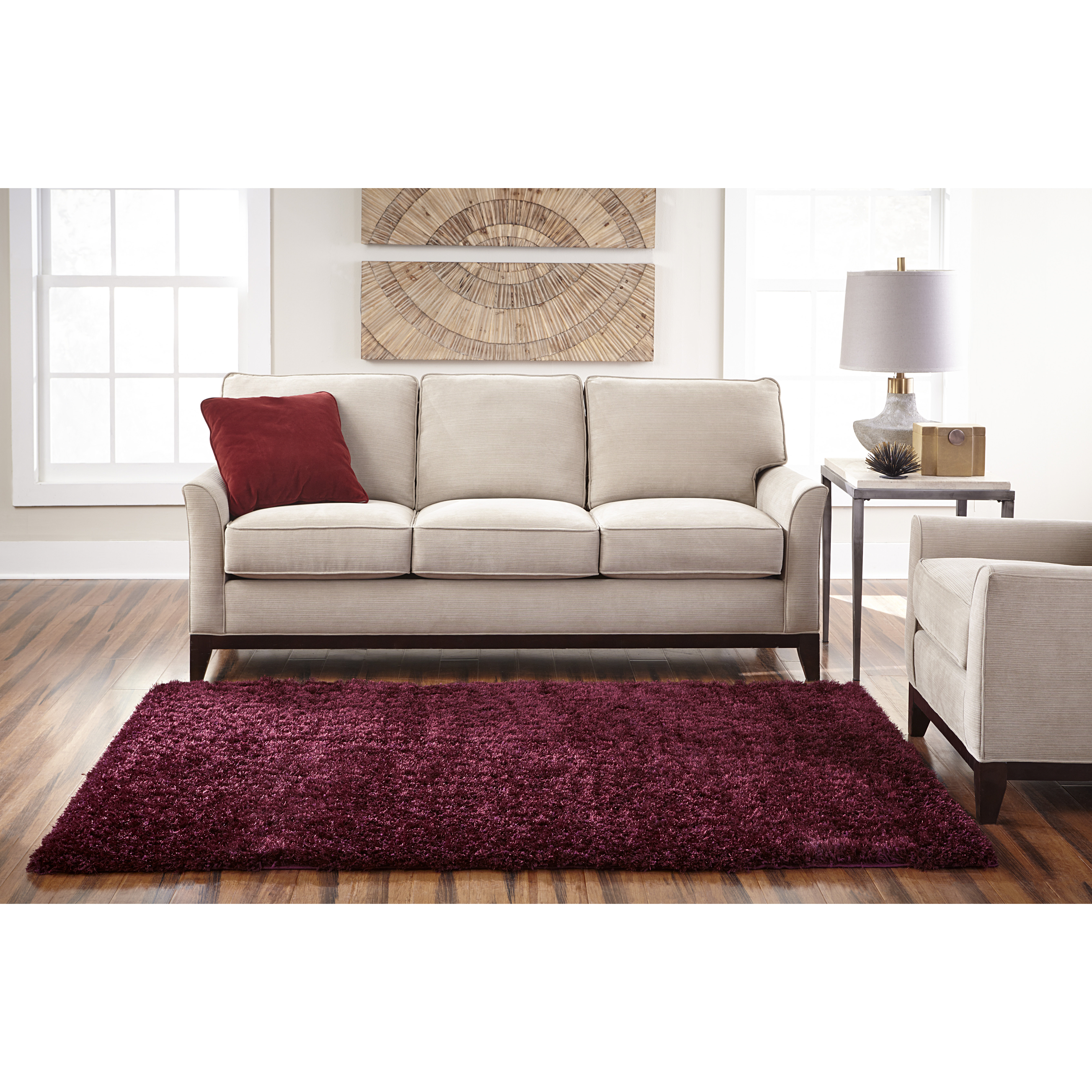 Welspun Spaces HomeBeyond© Eyelash Shag Maroon Area Rug & Reviews | Wayfair