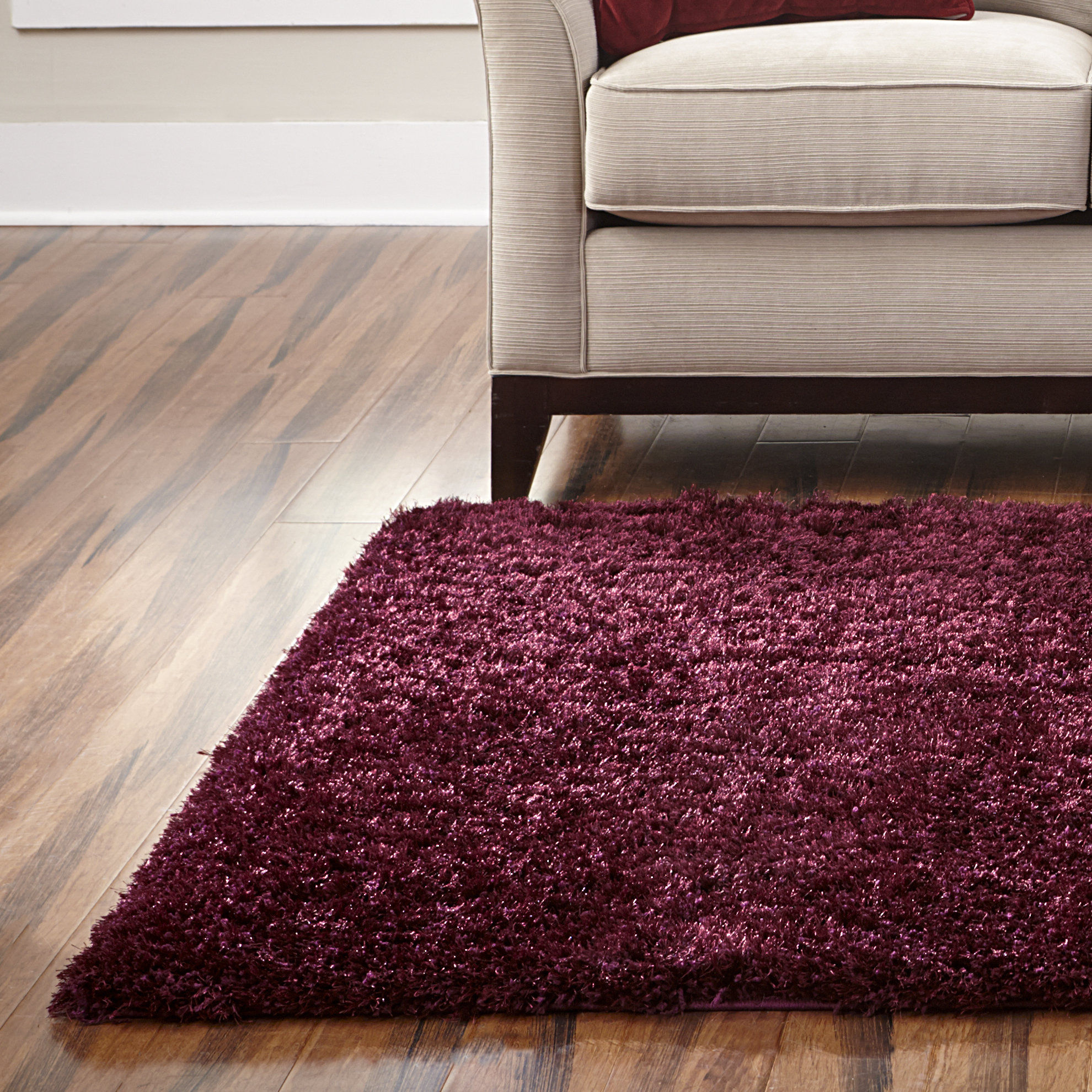 Welspun Spaces HomeBeyond© Eyelash Shag Maroon Area Rug & Reviews | Wayfair