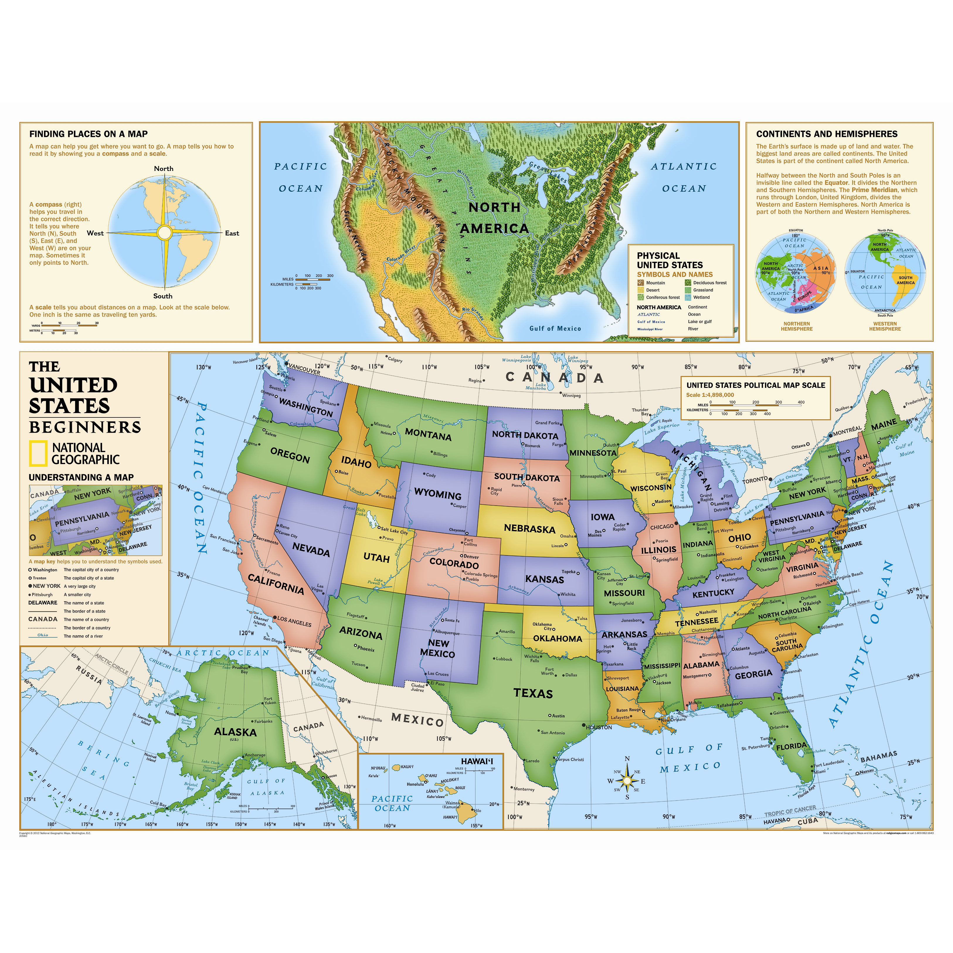 National Geographic Maps Kids Beginners USA Wall Map (Grades K-3 ...